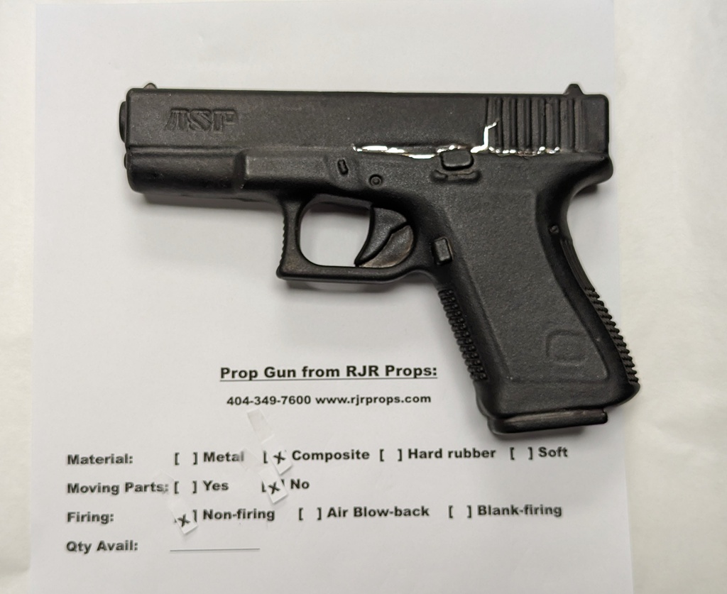 Glock style Prop Gun, non-firing, non-moving, composite | Weekly Rental ...